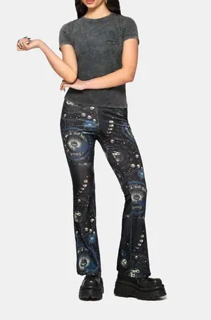 DISTURBIA Celestial Velour Flare Trousers