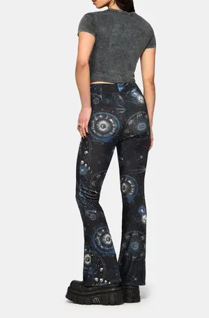 DISTURBIA Celestial Velour Flare Trousers