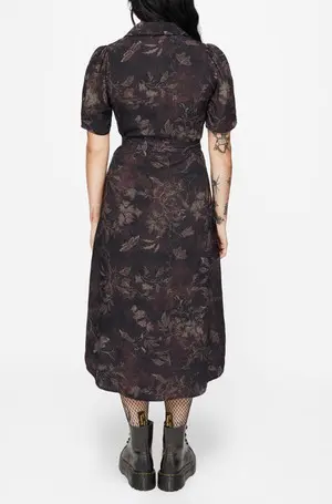 DISTURBIA Moth Print Shirt Dress