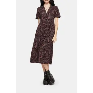 DISTURBIA Raven Print Midi Shirt Dress