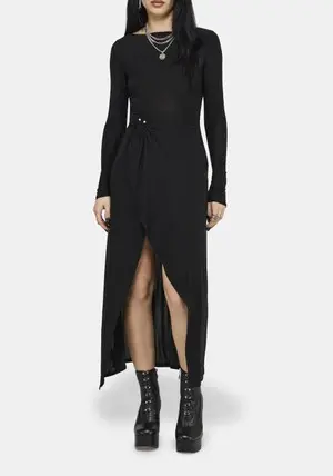DISTURBIA Bellamira Ring Waist Midaxi Dress - Black