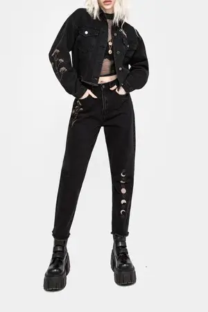 DISTURBIA Griffinfly Distressed Denim Jacket