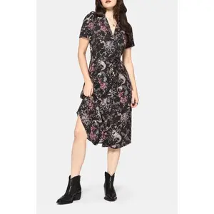 DISTURBIA Enchanted Forest Midi Shirt Dress