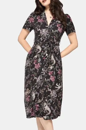 DISTURBIA Enchanted Forest Midi Shirt Dress
