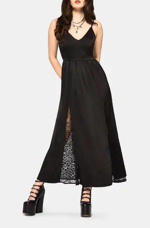 DISTURBIA Cami Lace Godet Maxi Dress - Black