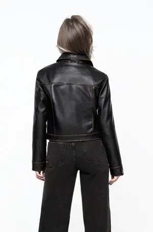 DISTURBIA Ermania Crop Faux Leather Jacket