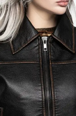 DISTURBIA Ermania Crop Faux Leather Jacket