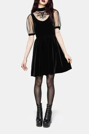 DISTURBIA Trixie Velour Mesh Mini Dress