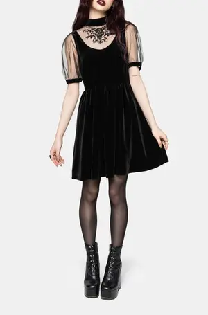 DISTURBIA Trixie Velour Mesh Mini Dress