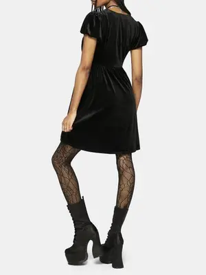 DISTURBIA Bluesow Thistles Velour Mini Dress