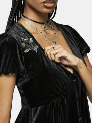 DISTURBIA Bluesow Thistles Velour Mini Dress