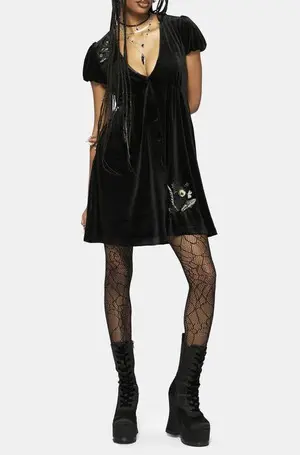 DISTURBIA Bluesow Thistles" Velour Mini Dress