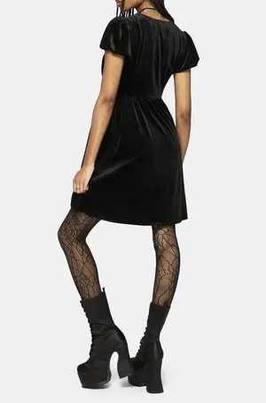 DISTURBIA Bluesow Thistles" Velour Mini Dress