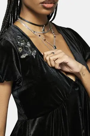 DISTURBIA Bluesow Thistles" Velour Mini Dress