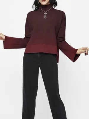 DISTURBIA Nightjar Ombre Knit Sweater - Red