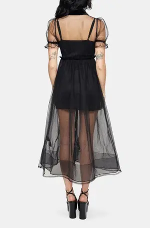 DISTURBIA Aria Embroidered Tulle Shirt Dress