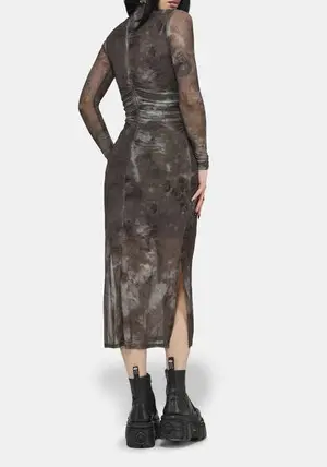 DISTURBIA Eros Realm Graphic Mesh Midi Dress