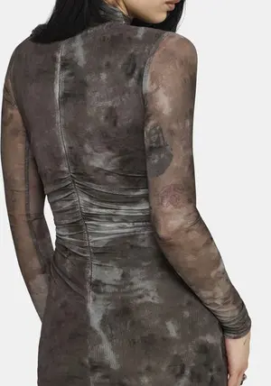 DISTURBIA Eros Realm Graphic Mesh Midi Dress