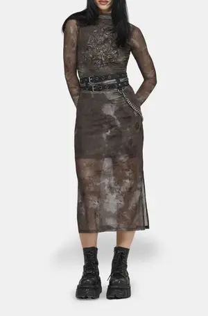 DISTURBIA Eros Realm Graphic Mesh Midi Dress