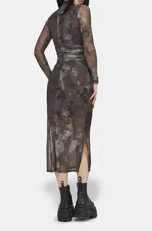 DISTURBIA Eros Realm Graphic Mesh Midi Dress