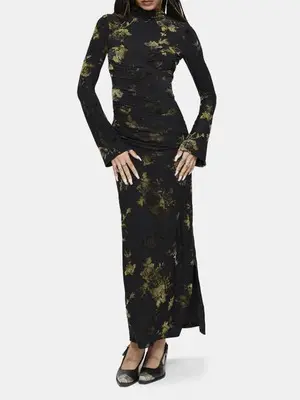 DISTURBIA High-neck Maxi Dress - Black