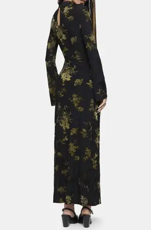 DISTURBIA High-neck Ruched Maxi Dress