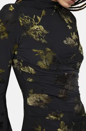 DISTURBIA High-neck Ruched Maxi Dress