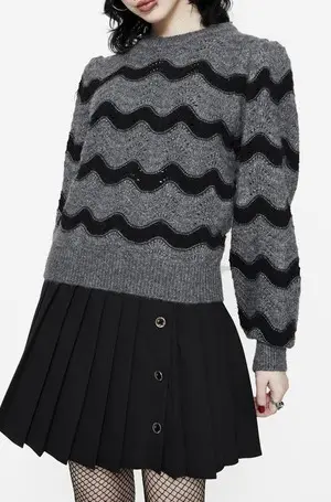 DISTURBIA Nave Stripe Knit Sweater - Grey