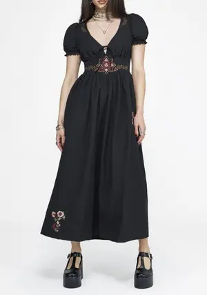 DISTURBIA Arianwen Embroidered Midaxi Dress