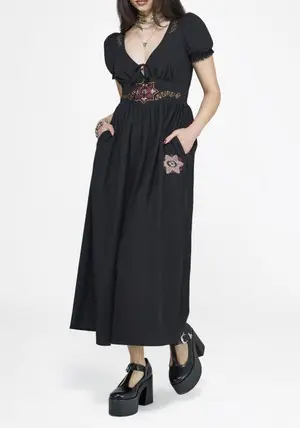 DISTURBIA Arianwen Embroidered Midaxi Dress