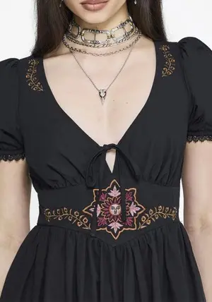 DISTURBIA Arianwen Embroidered Midaxi Dress