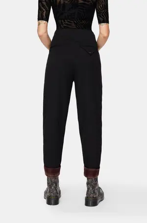 DISTURBIA Tapered Leg Check Turn Up Trousers