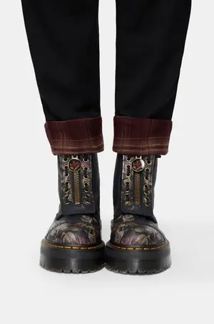 DISTURBIA Tapered Leg Check Turn Up Trousers
