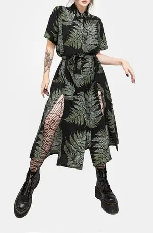DISTURBIA Fern Print Shirt Dress