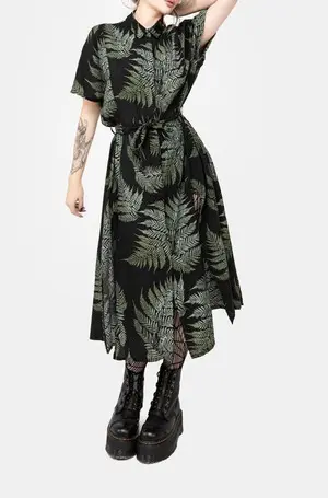 DISTURBIA Fern Print Shirt Dress