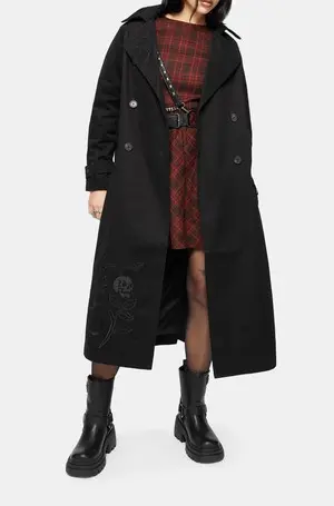 DISTURBIA Poe Embroidered Trench Coat