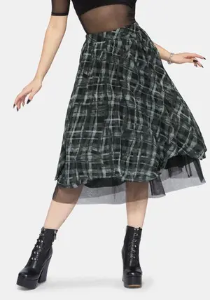 DISTURBIA Rhoswen Layered Check Hitched Skirt