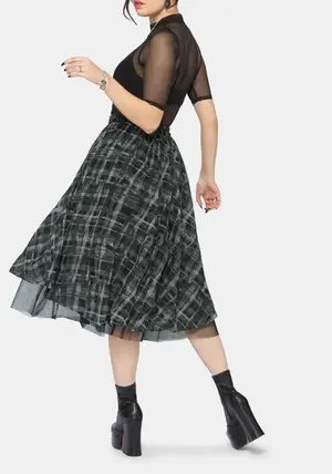 DISTURBIA Rhoswen Layered Check Hitched Skirt