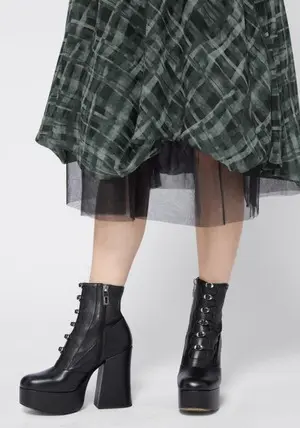 DISTURBIA Rhoswen Layered Check Hitched Skirt