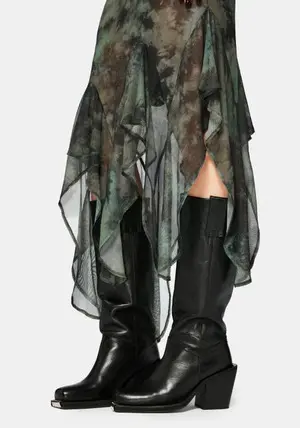 DISTURBIA Nova Mesh Long Sleeve Tie Dye Maxi Dress