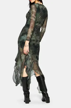 DISTURBIA Nova Mesh Long Sleeve Maxi Dress