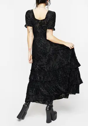 DISTURBIA Lilias Devoré Tiered Maxi Dress