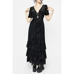 DISTURBIA Lilias Devoré Tiered Maxi Dress