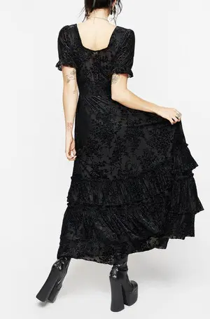 DISTURBIA Lilias Devoré Tiered Maxi Dress
