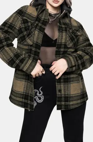 DISTURBIA Trellis Plaid Shirt Jacket