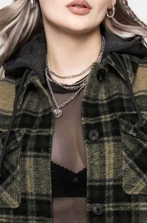 DISTURBIA Trellis Plaid Shirt Jacket