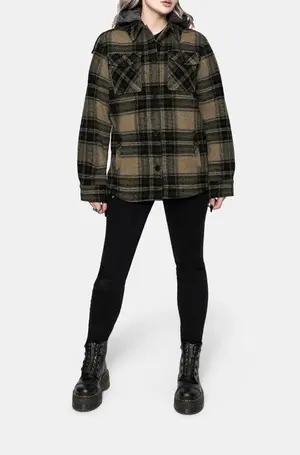 DISTURBIA Trellis Plaid Shirt Jacket