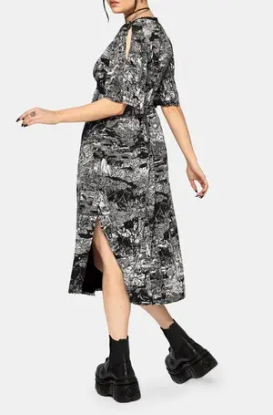 DISTURBIA Nara Boudicca Printed V-neck Midi Dress