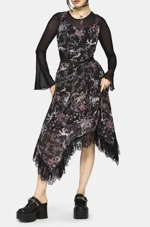 DISTURBIA Merunicorn Enchanted Forest Midi Skirt