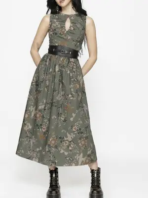 DISTURBIA Poison Eden Print Cut Out Midi Dress